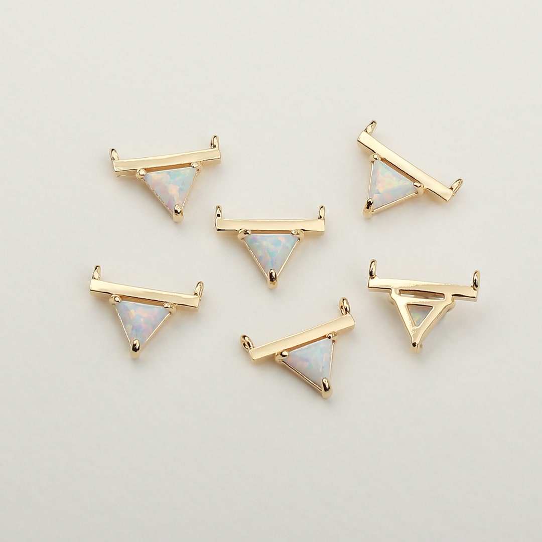 1PCS - Inverted Triangle Opal Pendant Connector, Dainty Opal Triangle ...