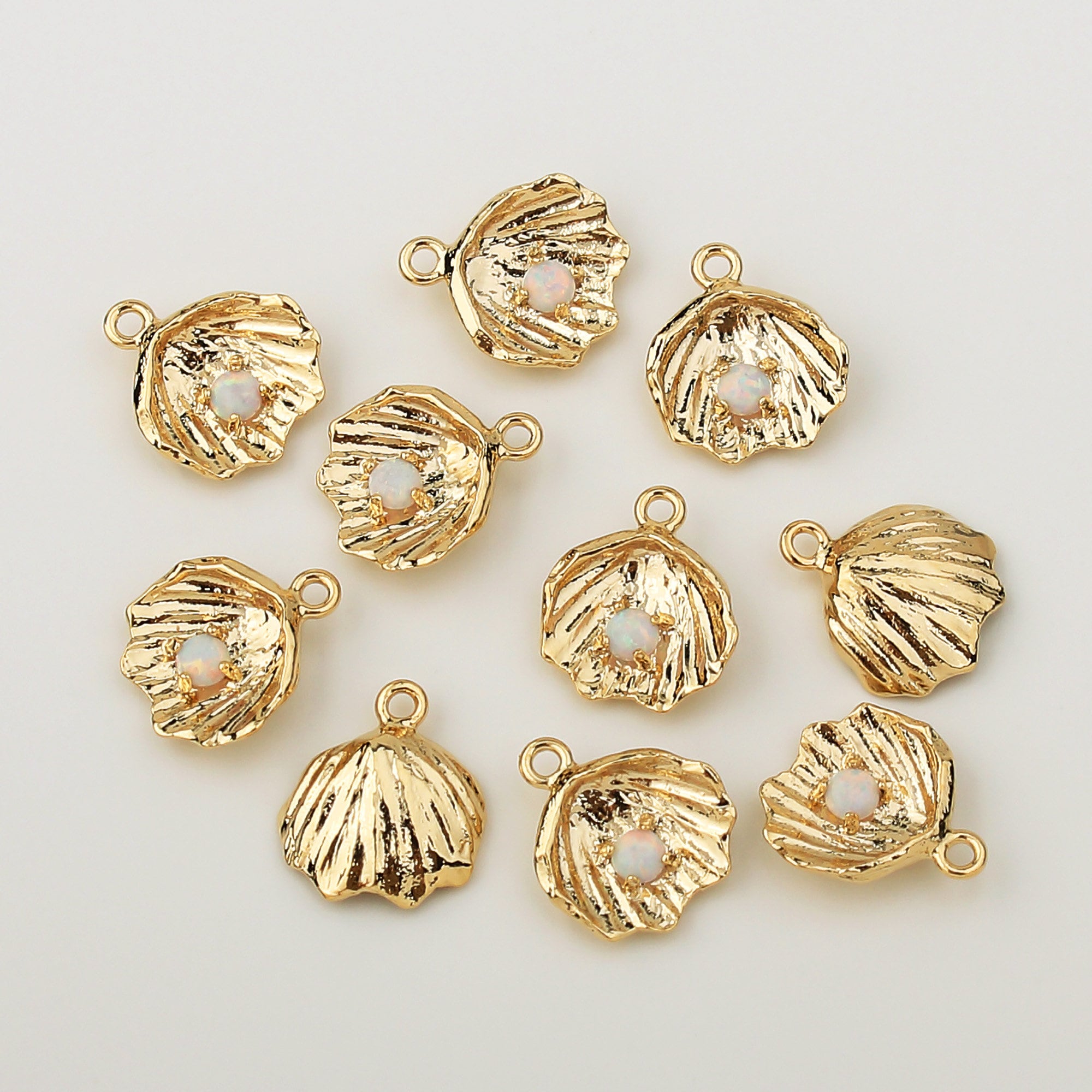 1PCS Gold Sea Shell with Opal Charm Sea Shell Beads - Etsy Polska