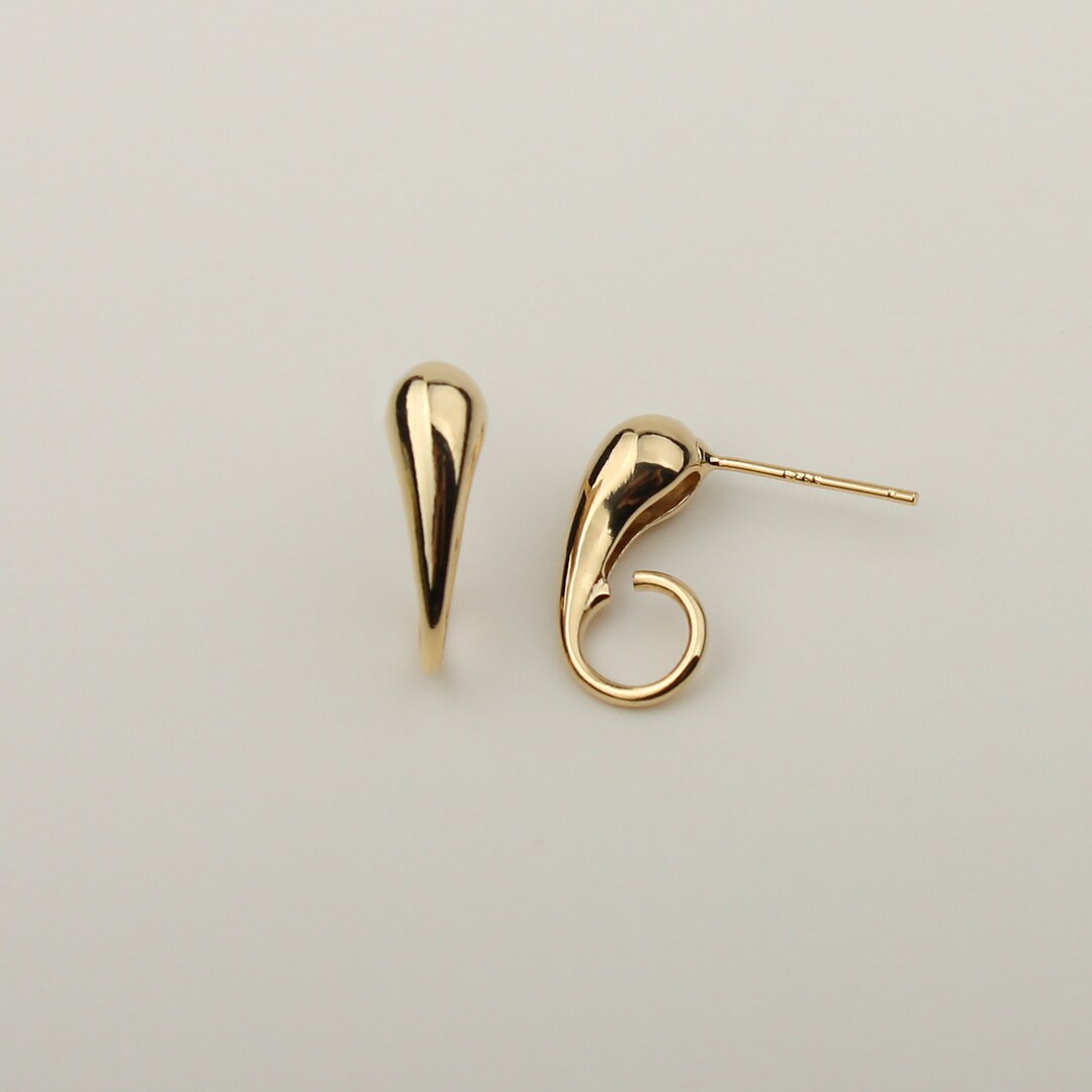 1PAIR Wax Drip Ear Posts, Smooth Drop Earrings Component, Rim Hoops ...