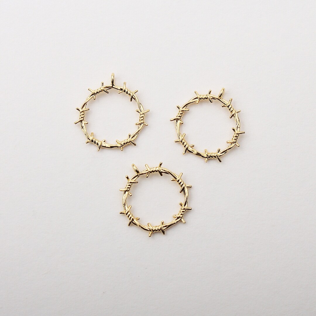 1PCS - Shiny Gold Barbed Wire Circle Charm, Gold Crown of Thorns ...