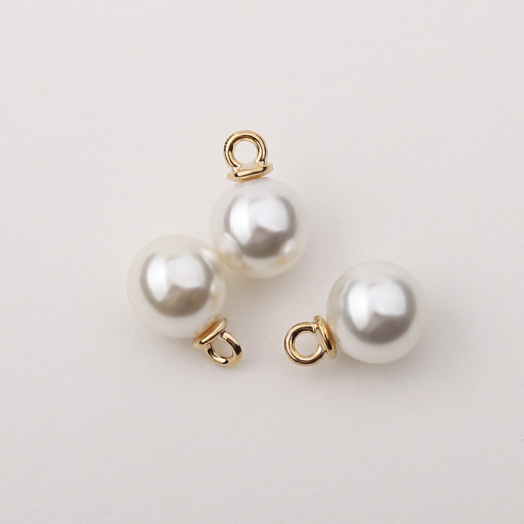 1PCS - 8mm Round Pearl Charm, Globular Shape Gemstone Shell Pendant ...