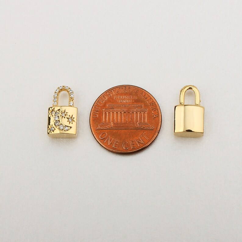 1PCS Crescent Moon and Star With Cubic Lock Charms CZ North - Etsy