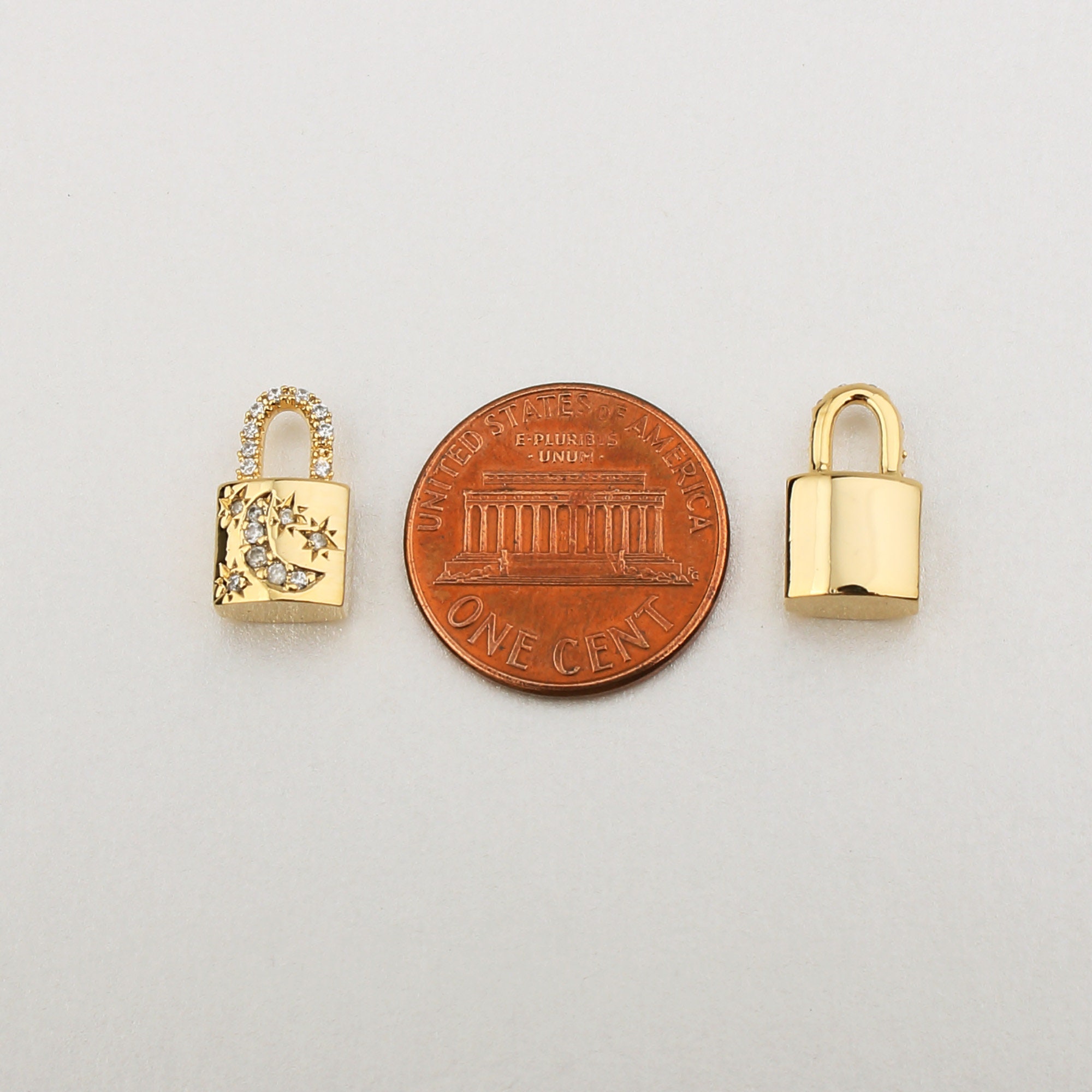 1PCS Crescent Moon and Star With Cubic Lock Charms, CZ North Star Key ...