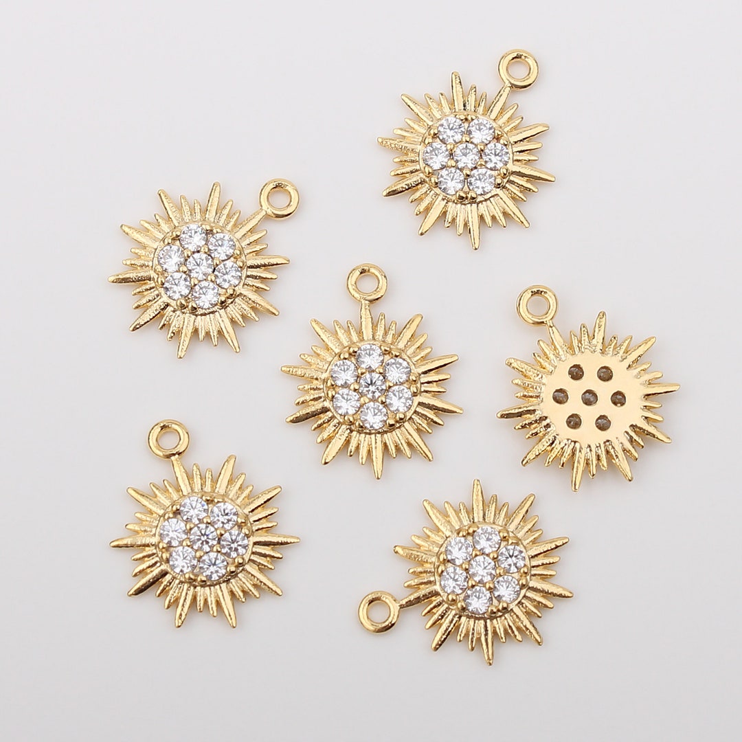 1PCS - Gold Star Burst With 7 Point Cubic Charm, Gold Star CZ Pendant ...