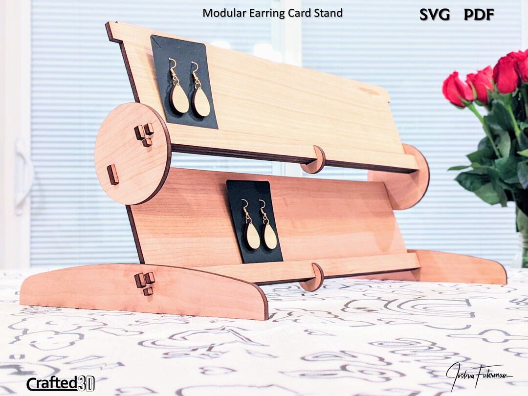 Modular Earring Card Display Stand SVG Cut File Pattern for Glowforge ...
