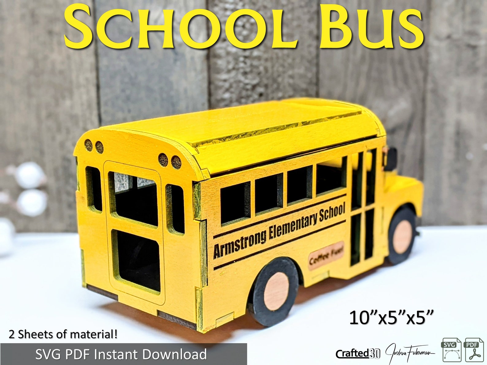 School Bus Decor Project - SVG + PDF Cut Files (1/4" Material) - Etsy
