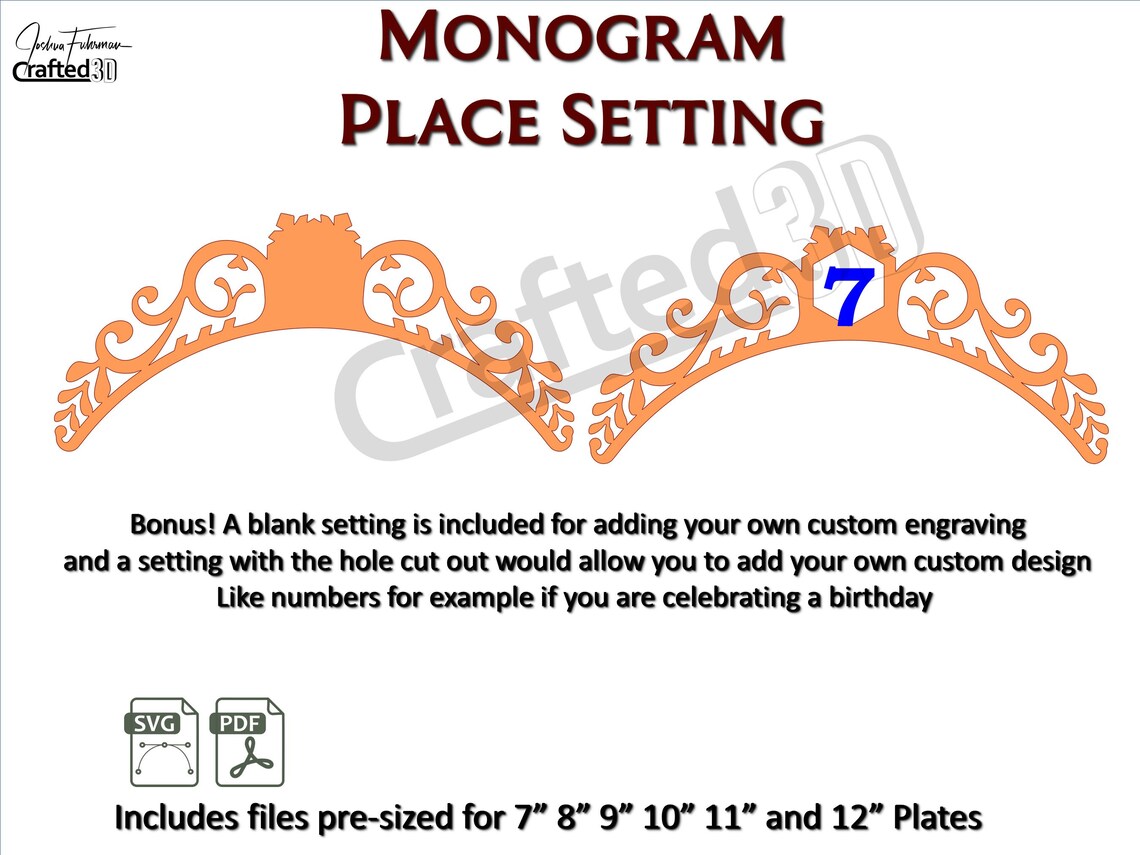 Monogram Place Setting Instant Download SVG PDF A-Z - Etsy