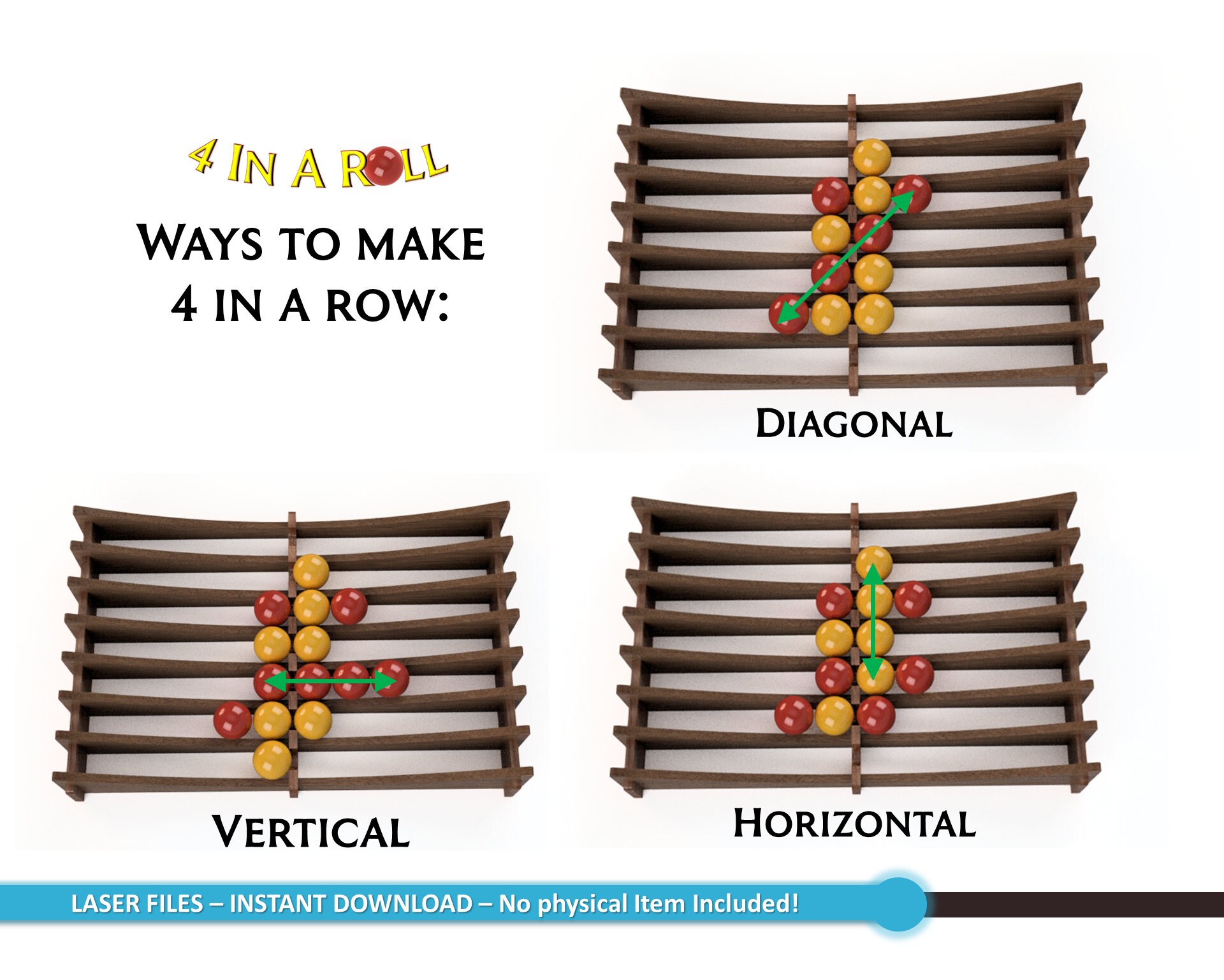 4 in a Roll- Marble Game SVG-PDF Laser Cut File Instant Download Sized ...