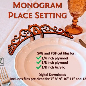 Monogram Place Setting | Instant Download SVG PDF | A-Z + Blank to ...