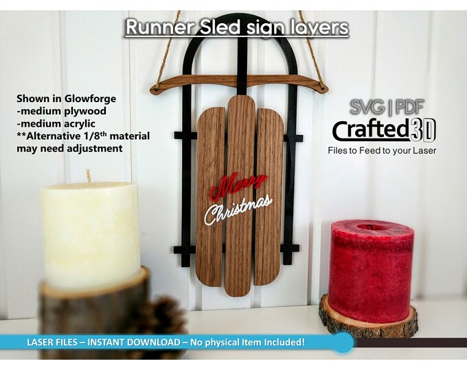 Runner Sled Holiday Layered Sign Base Hanging Vintage Style | Etsy