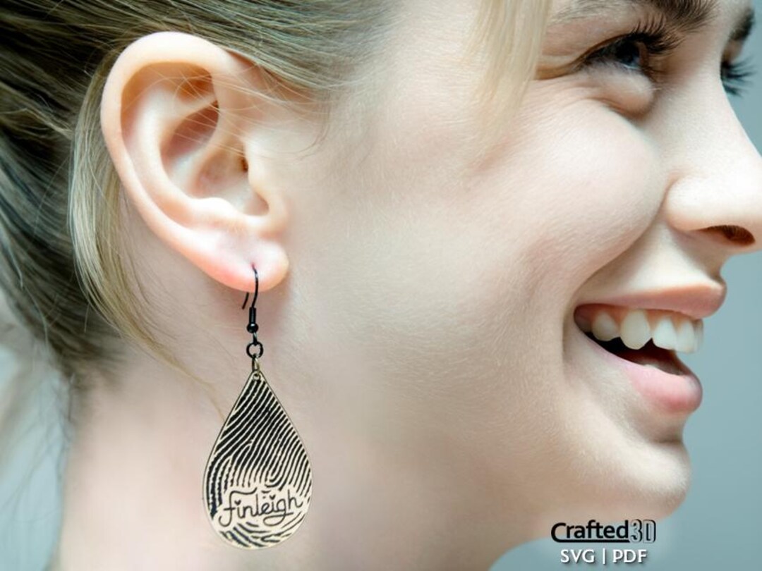 Finleigh Teardrop Earring Design SVG for Laser Cutting | Downloadable ...