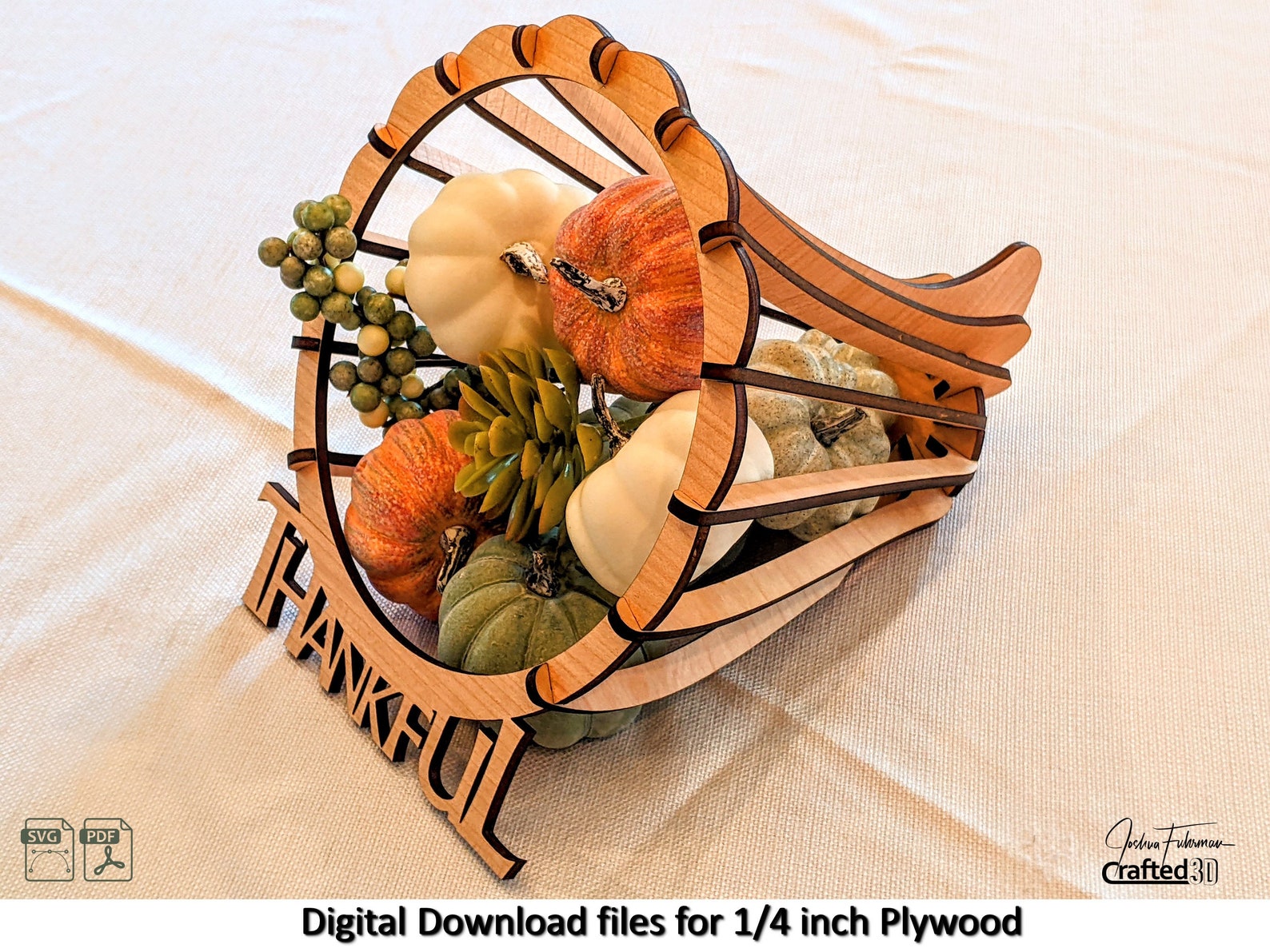 Cornucopia Thankful Basket | Instant Download SVG PDF | for Fall and ...