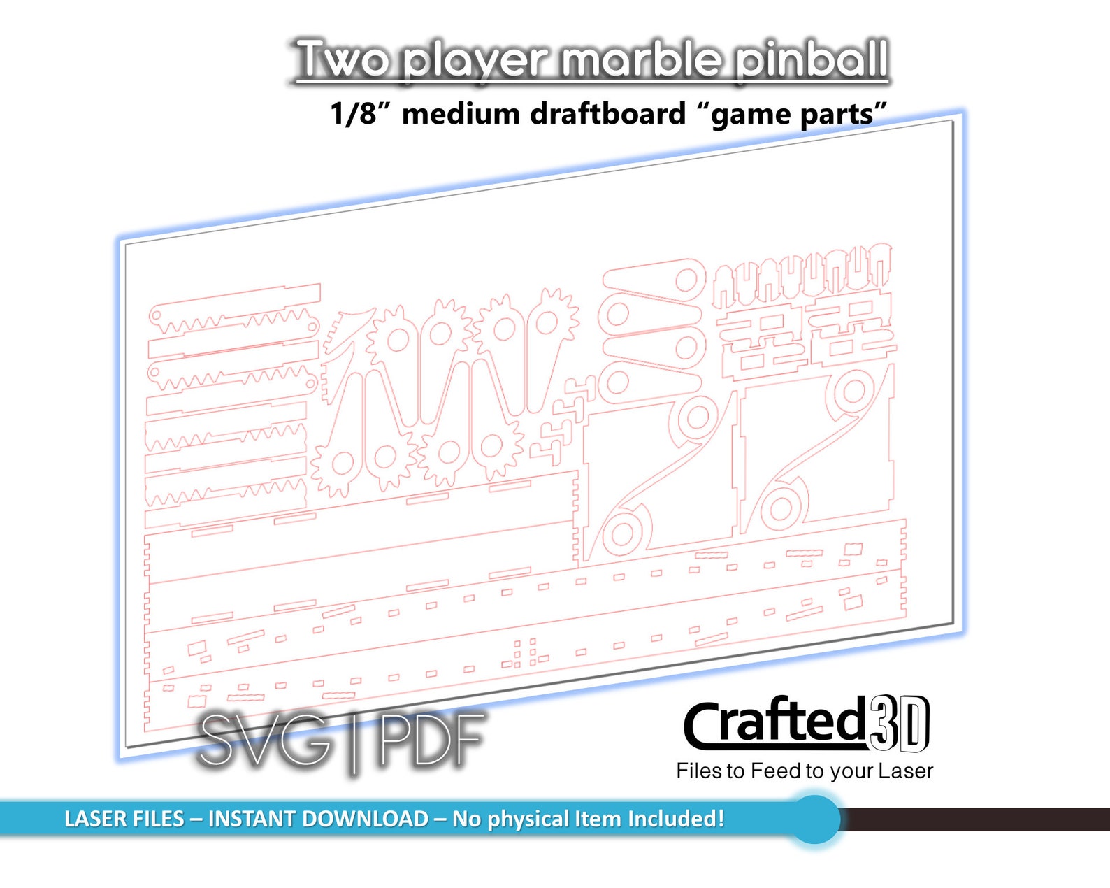 2 Player Pinball Marble Game- Instant Download SVG+PDF Cut Files ...