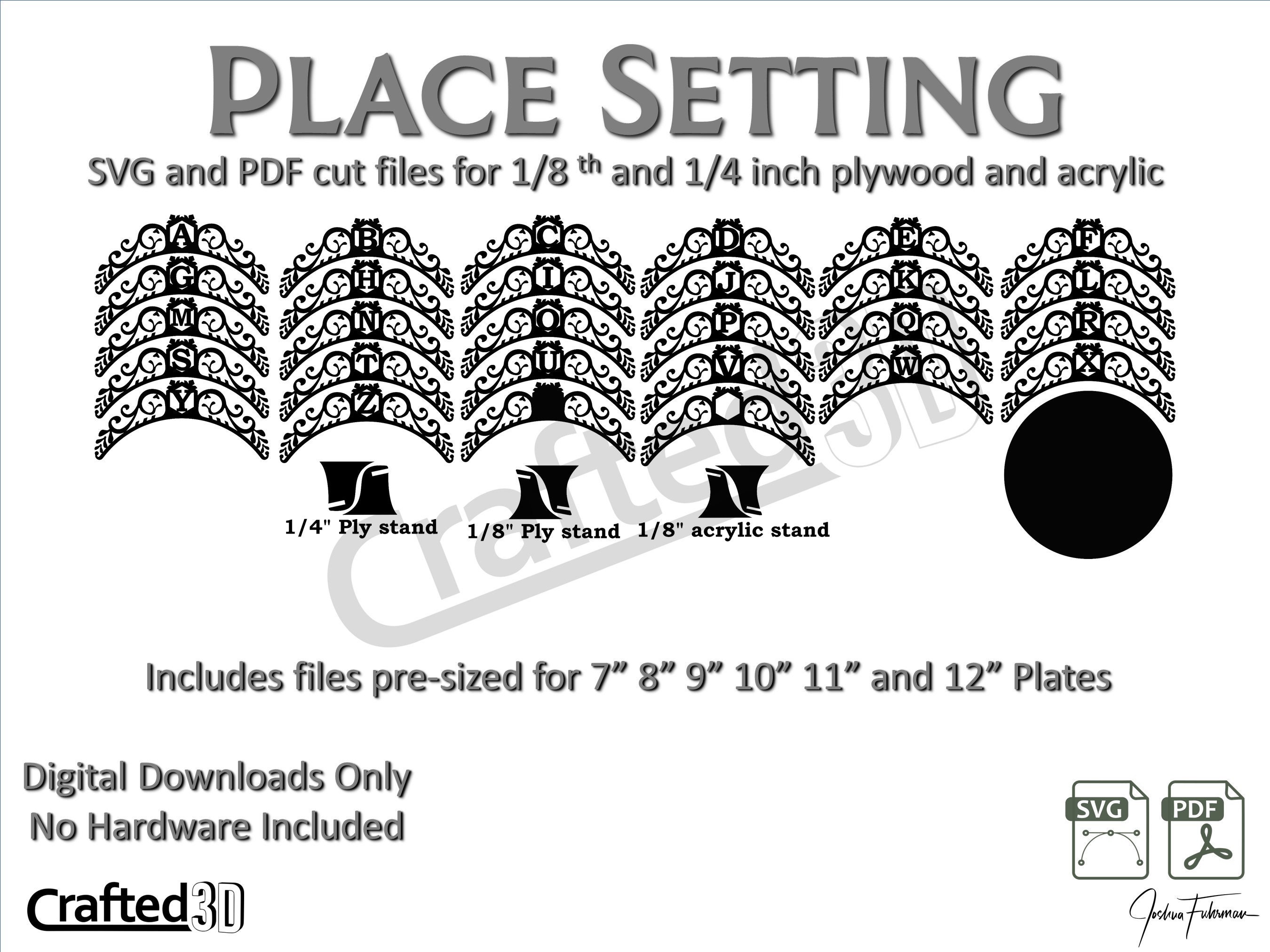 Monogram Place Setting Instant Download SVG PDF A-Z - Etsy