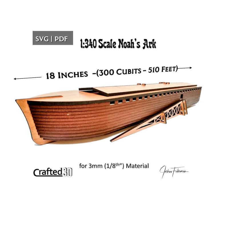 Noah's Ark 1:340 Scale Model SVG PDF Cut Files for Glowforge Laser ...