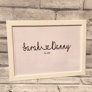 Personalised Couples Frame, Wedding Gift, Engagement Present, Together ...