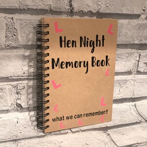 Hen Night Memory Book, Hen Party Notebook, Bride to Be Gift, Wedding ...