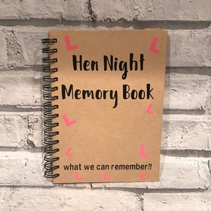 Hen Night Memory Book, Hen Party Notebook, Bride to Be Gift, Wedding ...