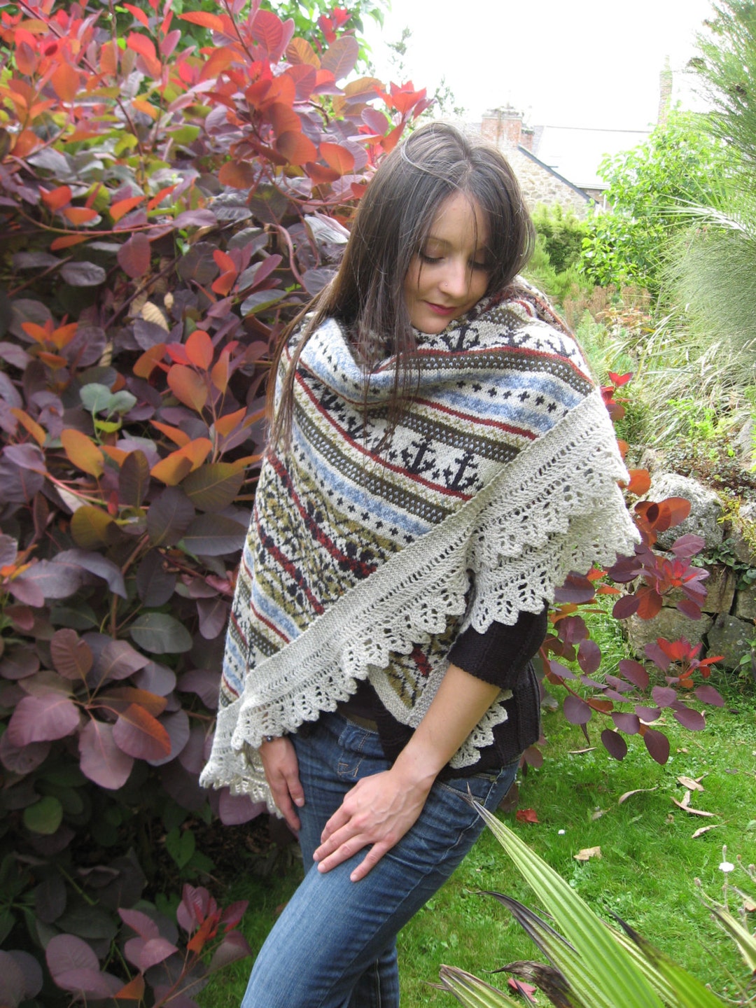Celtic Tweed Fairisle Knitted Shawl Knitting Pattern and Charts ...