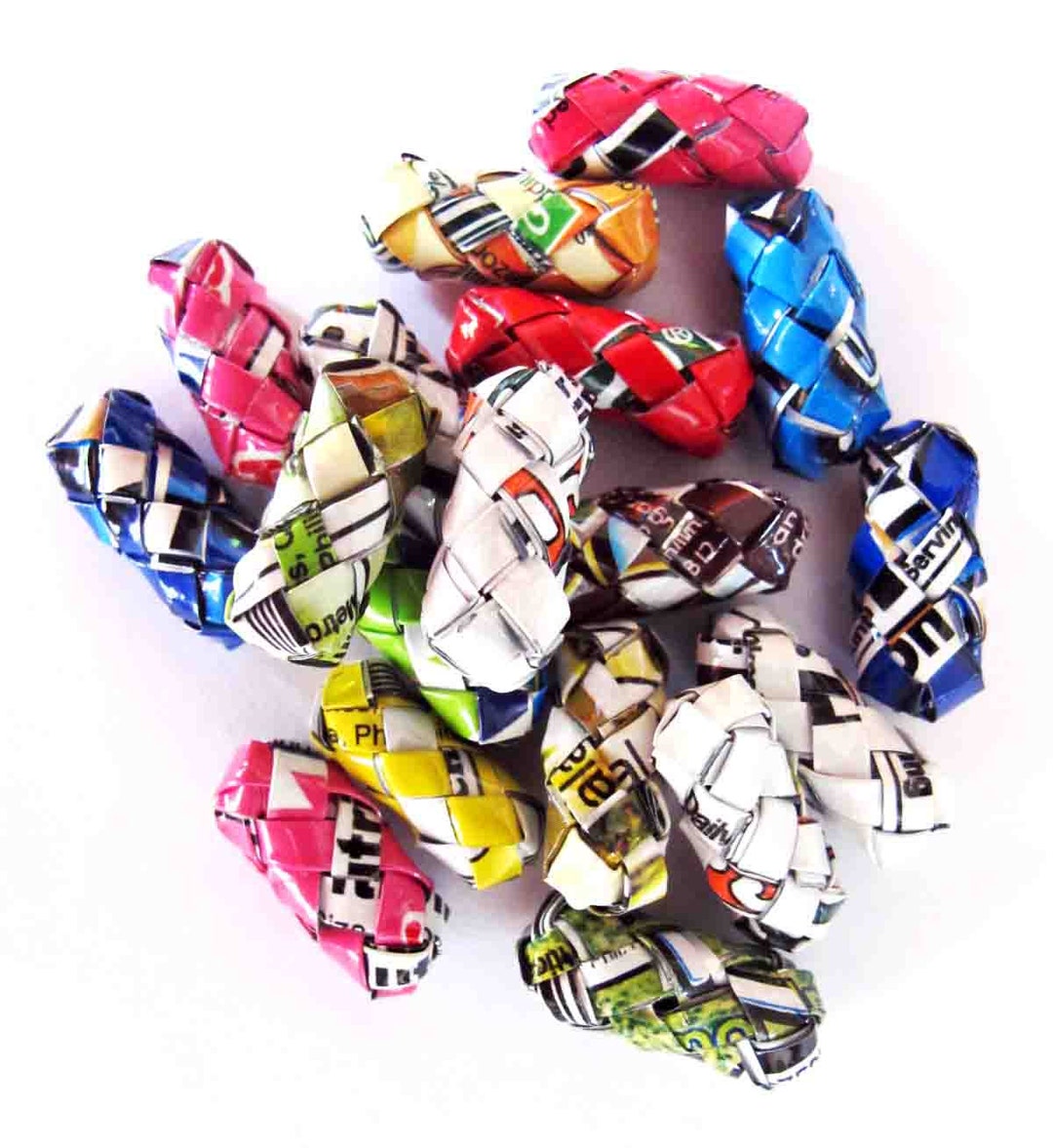 25 Tubes Woven Origami to Make Jewelry / Accessories, 100% Recycled in ...