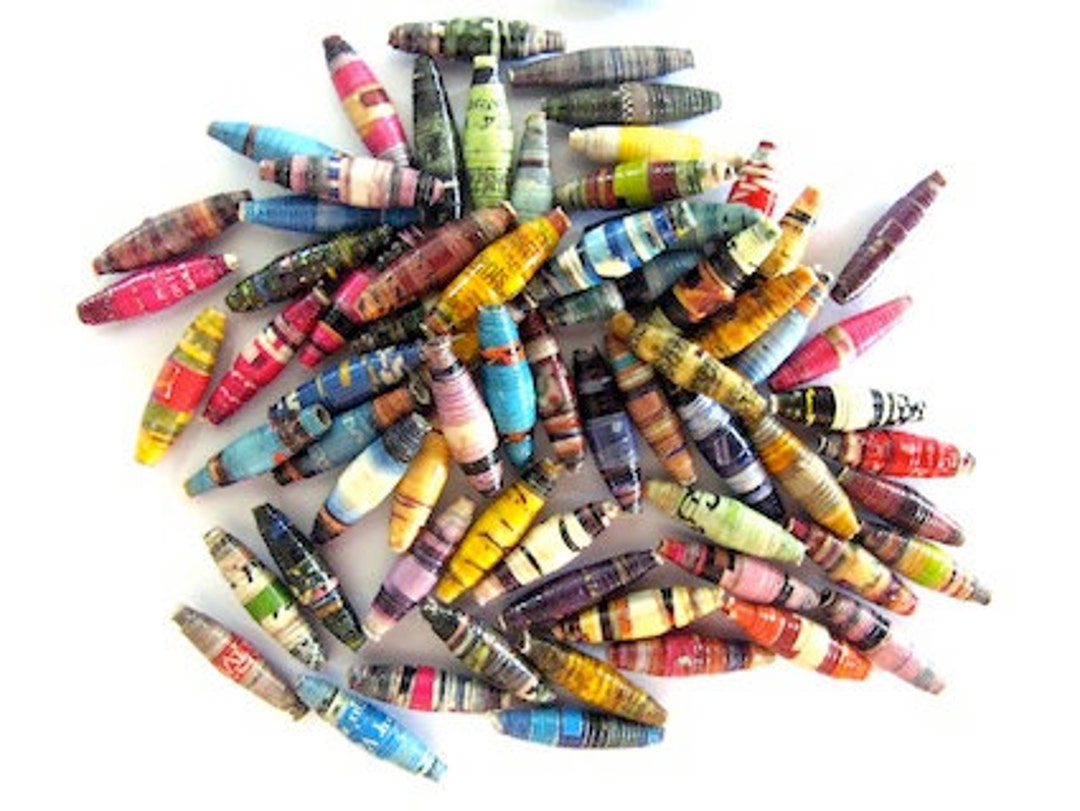 100 Colorful Magazine Paper Beads. Ideal for Making Jewellery and Other ...