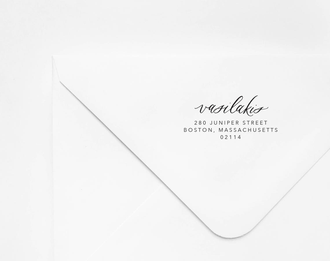 Custom Calligraphy Return Address Stamp | Etsy
