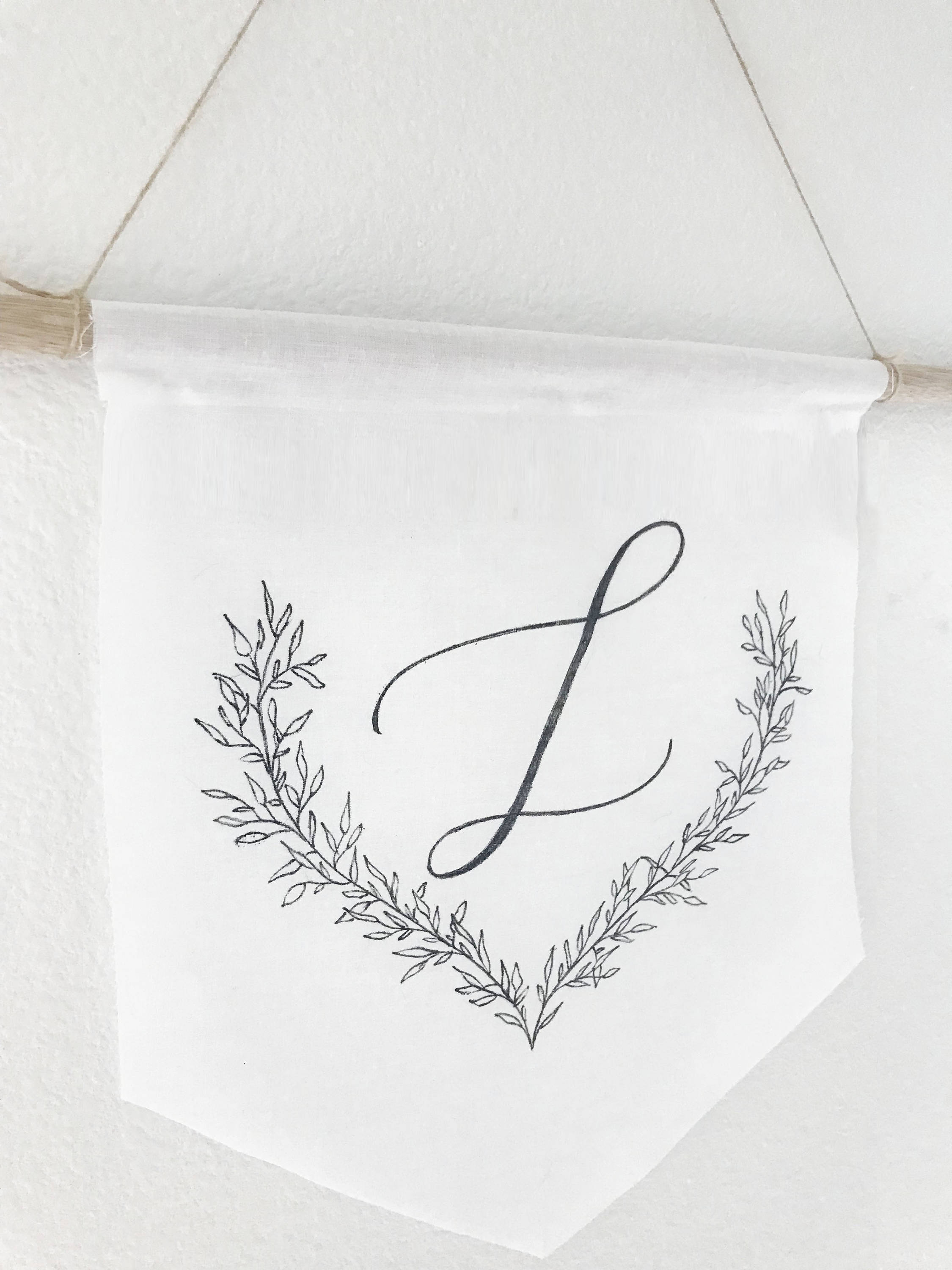 Calligraphy Monogram Fabric Banner - Custom Calligraphy Wall Hanging - Etsy