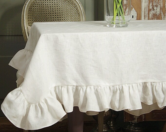 Pure Linen Ruffled Tablecloth - Etsy