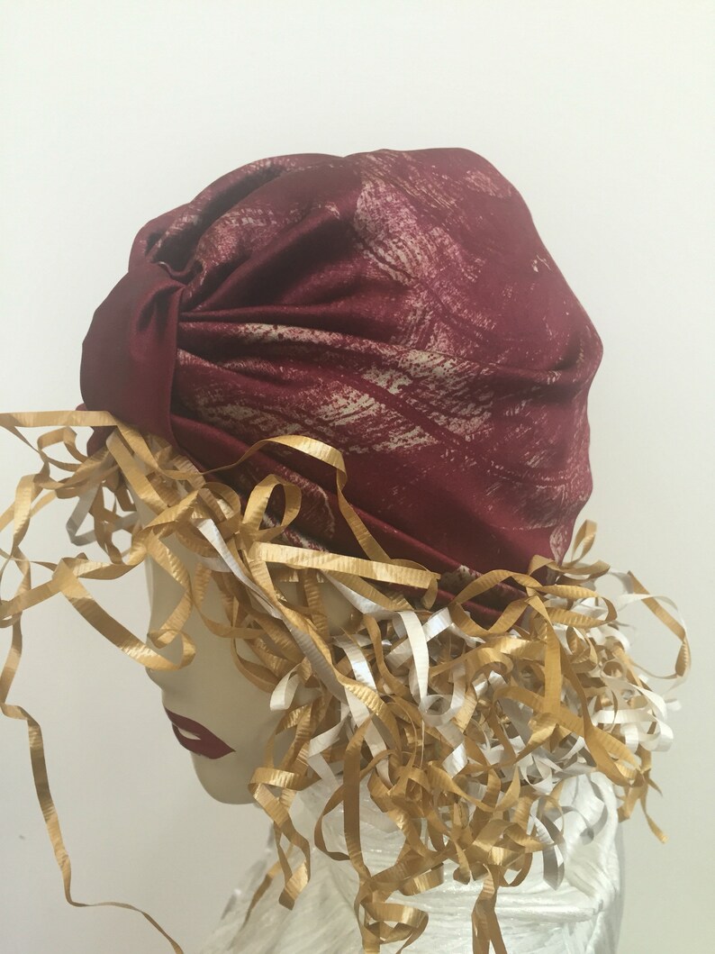 Woman's Burgundy Silk Turban Hat. Elegant Turban in Glossy Stretch ...