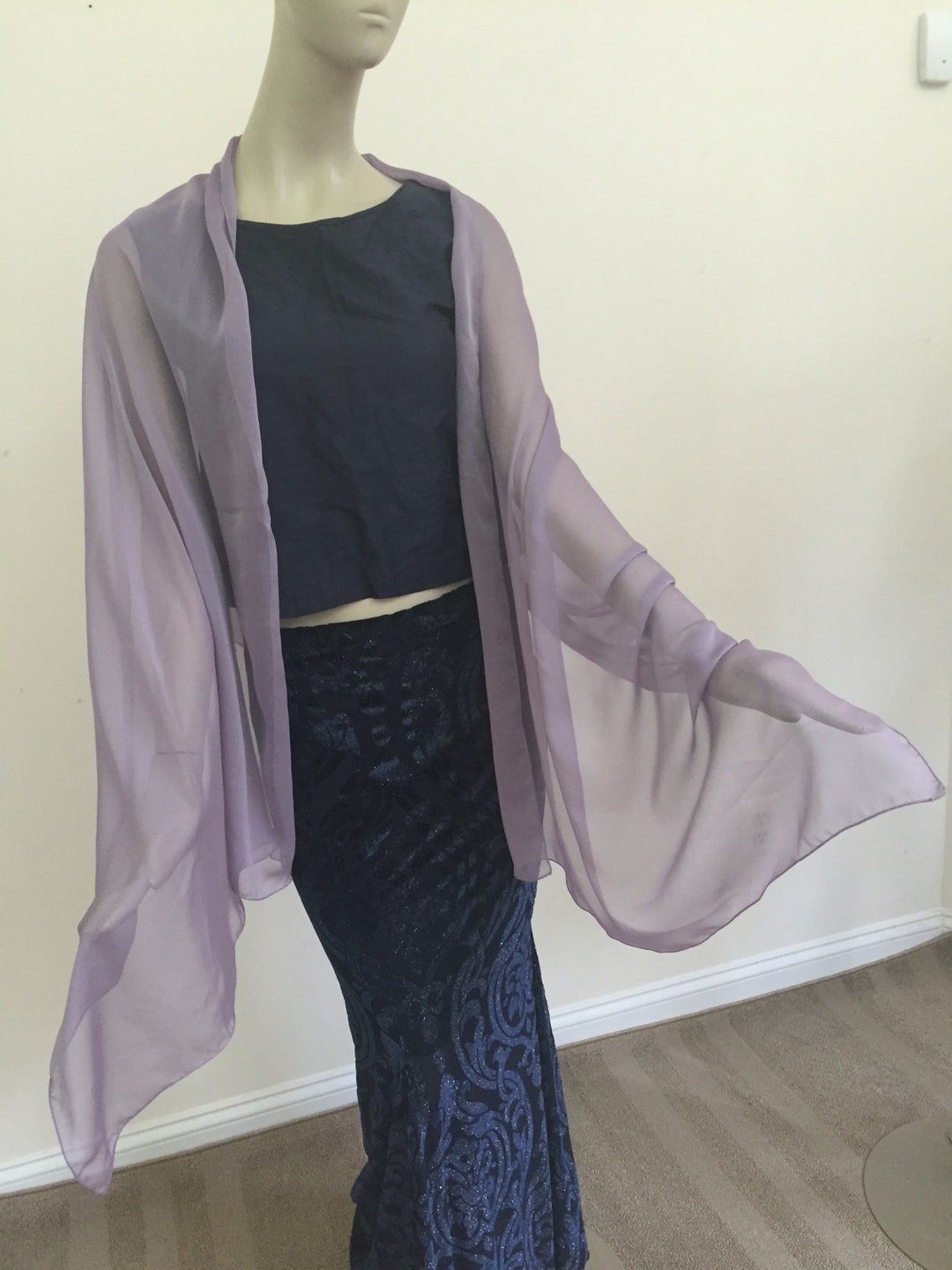 Luxurious Violet Muse Cationic Chiffon Scarf. Women's Orchid Crinkled ...