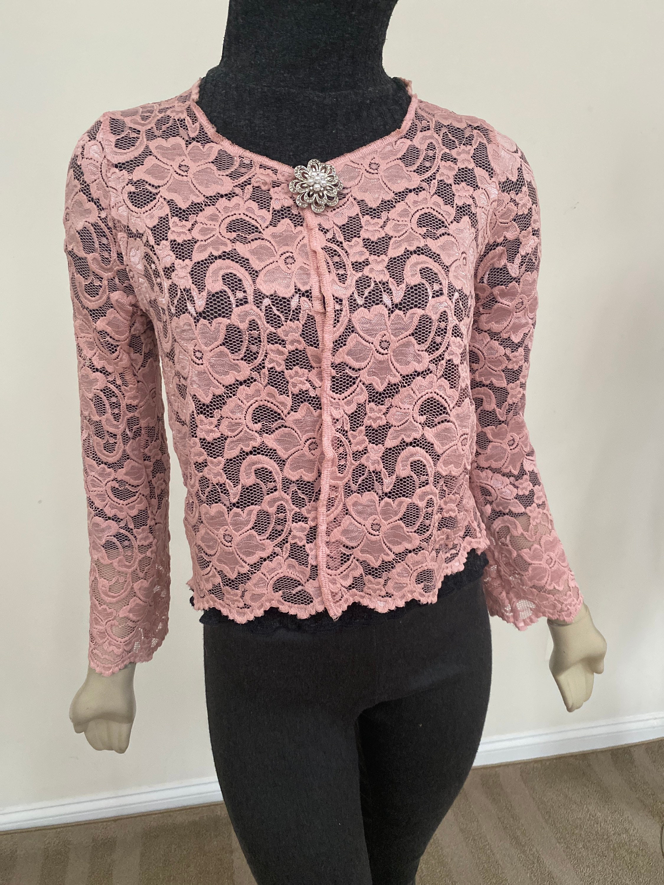 Women's Blush Pink Lace Jacket. Embroidered Floral Lace | Etsy