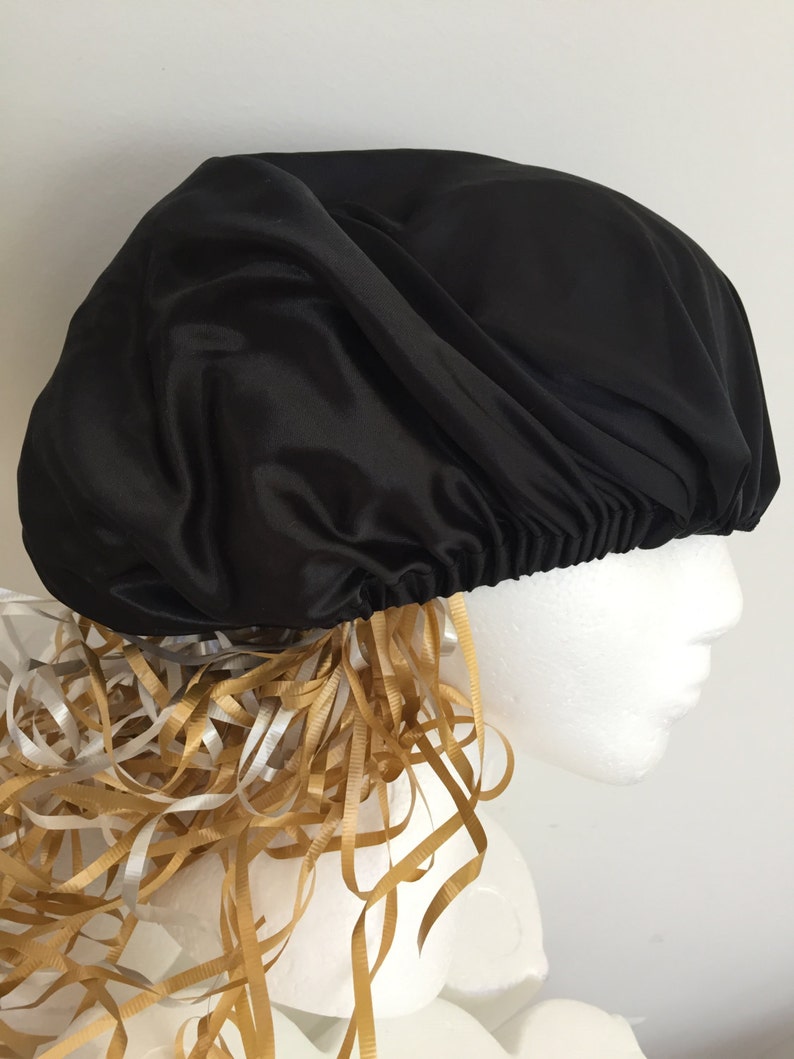 Black Nylon Sleep Cap-black. Fine Nylon Bed Hat, Satin Trimmed, Softer ...