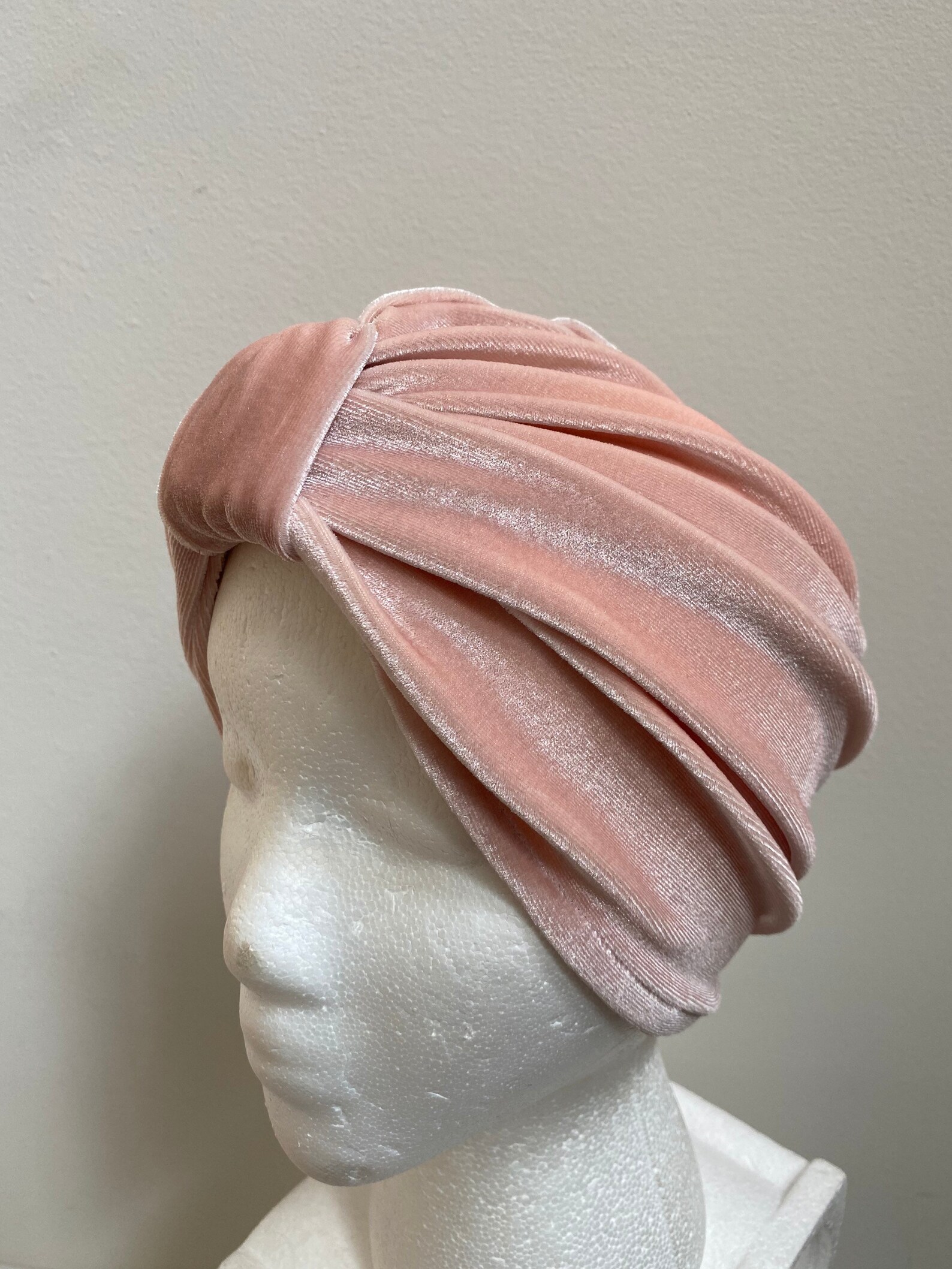 Woman's Blush Pink Velvet Turban Hat. Elegant Turban in Soft Stretch ...
