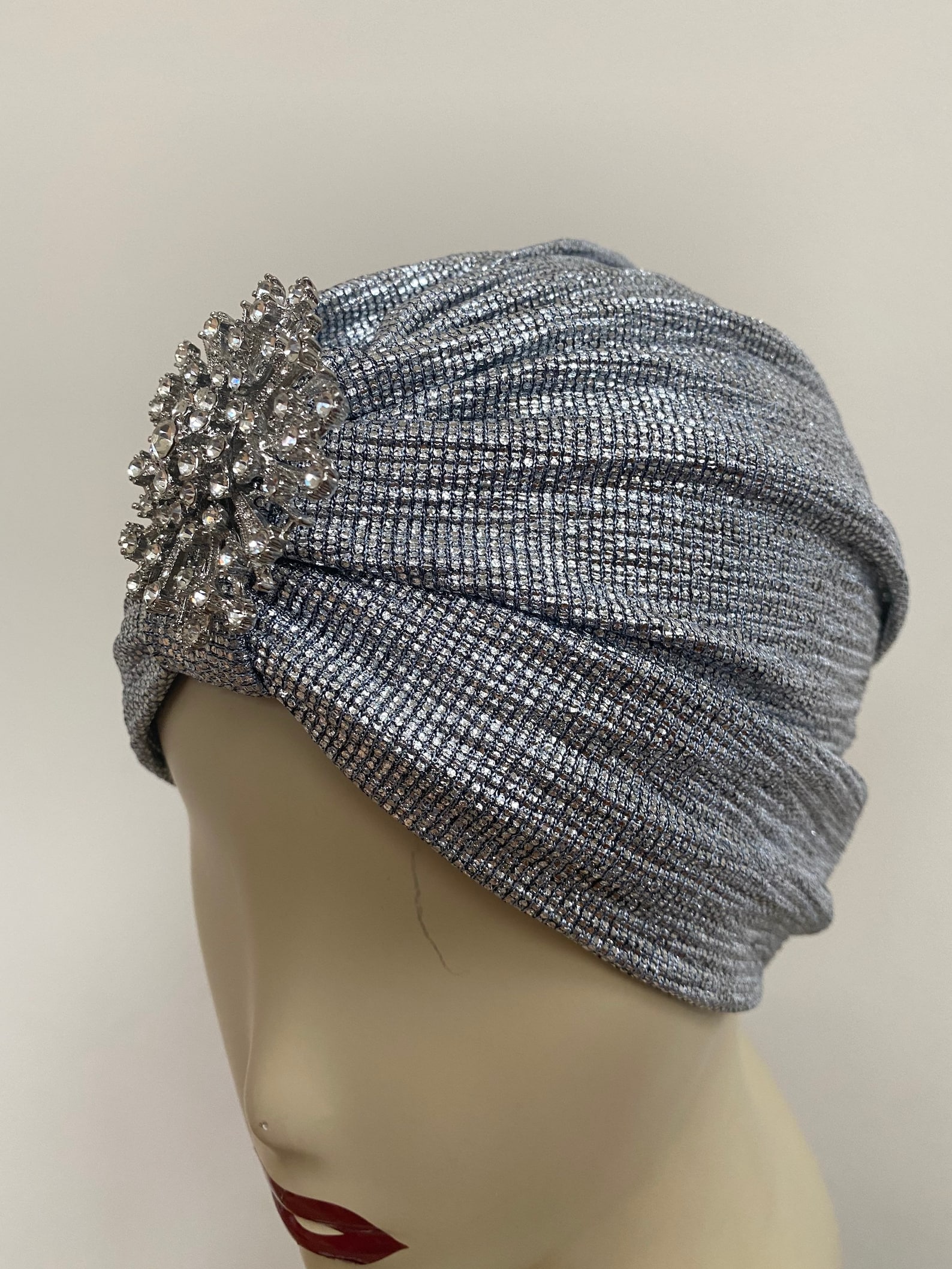 Woman's Sparkly Silver Open Turban Hat. Elegant Turban in | Etsy