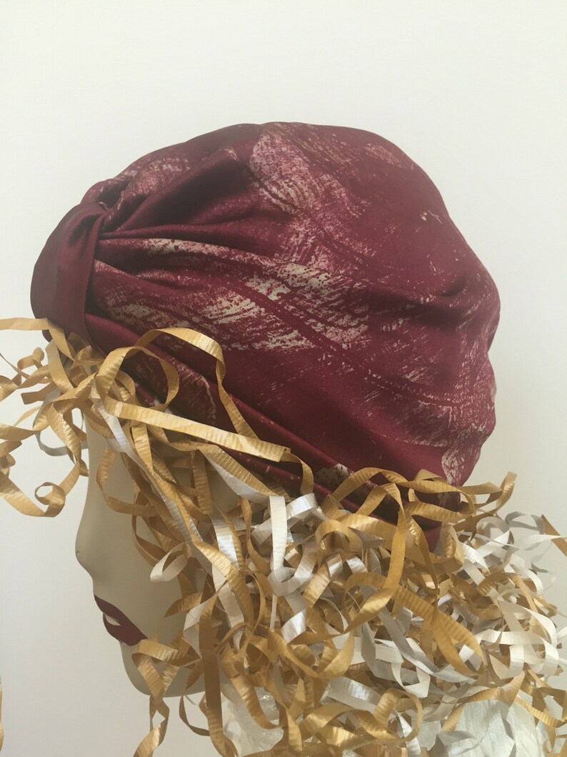Woman's Burgundy Silk Turban Hat. Elegant Turban in Glossy Stretch ...