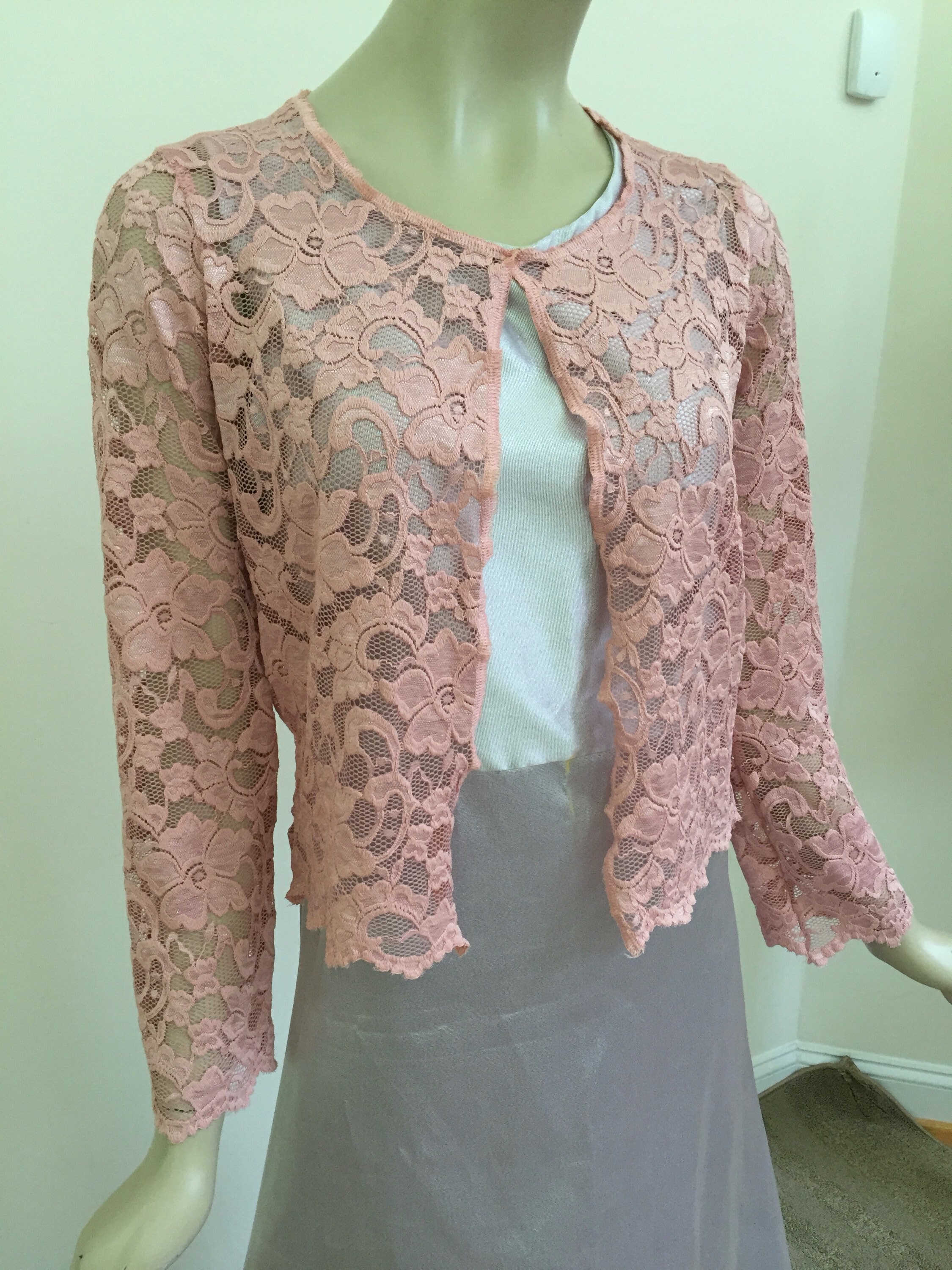 Women's Blush Pink Lace Jacket. Embroidered Floral Lace | Etsy