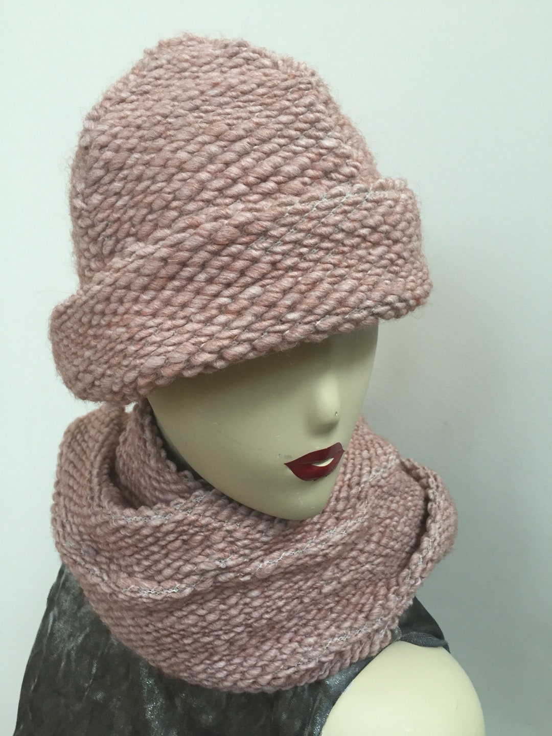 Blush Pink Ultra Soft Italian Wool Hat and Scarf Set. Women's Tea Rose ...