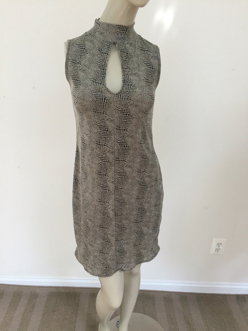 Python Print Mock Turtleneck Sheath Dress With Keyhole Front. - Etsy