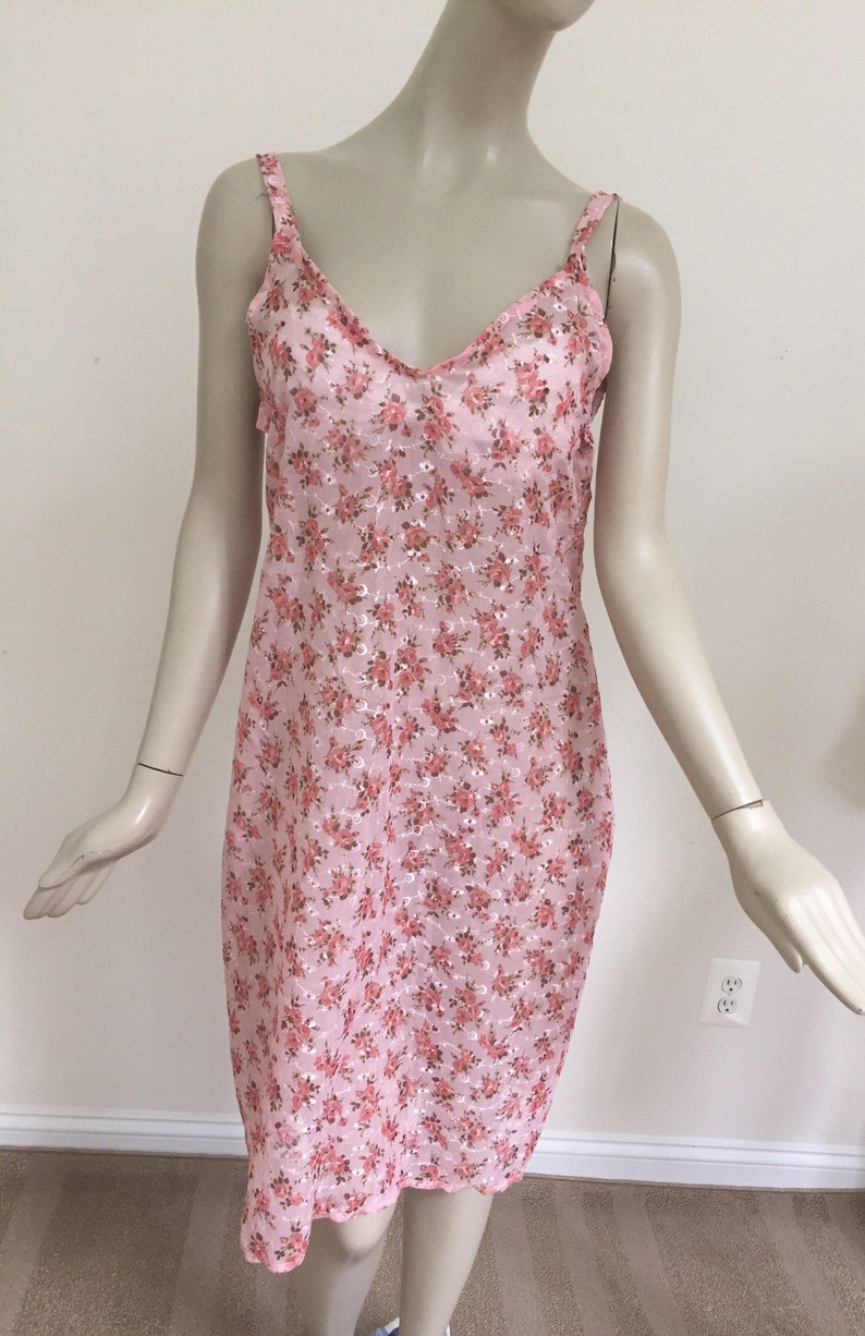 Shrimp Pink Eyelet Lace A-summer Slip Dress. Pink Floral Lace Spaghetti ...