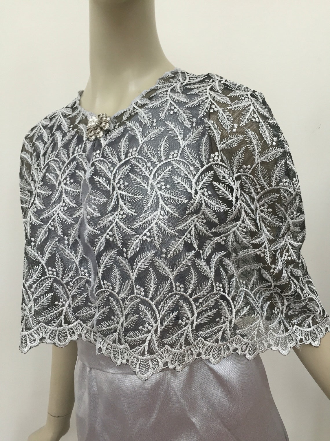 Patterned Silver Glitter Lace Cape. Women's Sheer Nylon | Etsy