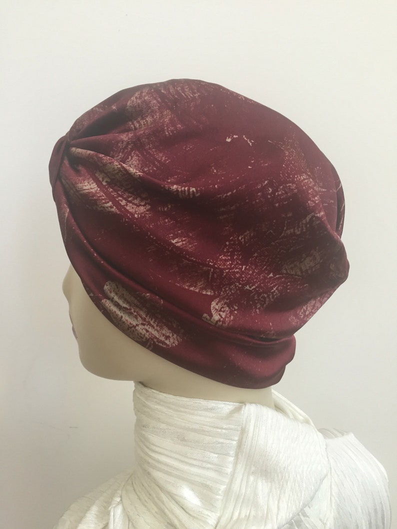 Woman's Burgundy Silk Turban Hat. Elegant Turban in Glossy Stretch ...