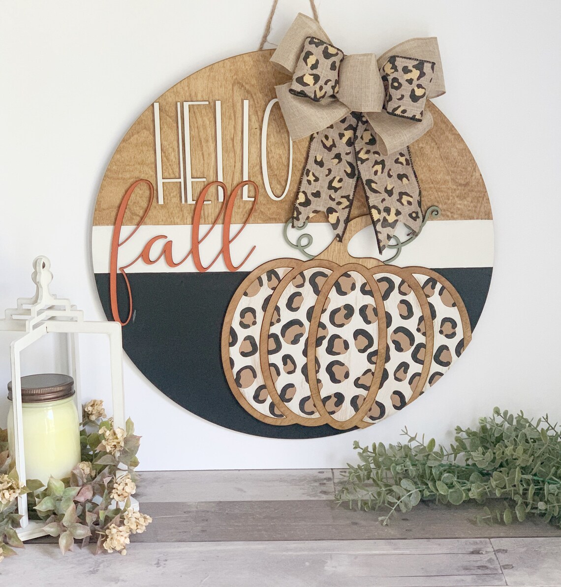 Hello Fall Round Door Hanger Porch Decor Fall Door Decor - Etsy