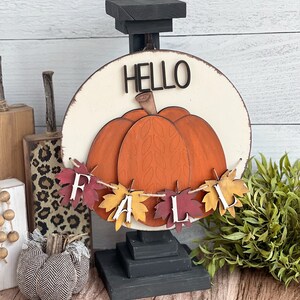Hello Fall Round Sign With Banner of Fall Leaves Wall Decor Wall ...