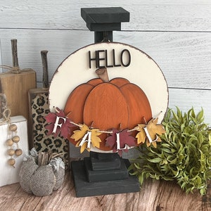 Hello Fall Round Sign With Banner of Fall Leaves Wall Decor Wall ...