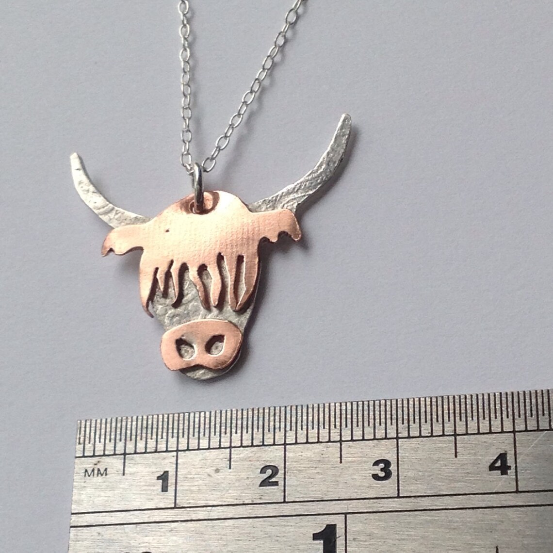 Highland Cow Necklace. Handmade. Sterling Silver & Copper - Etsy