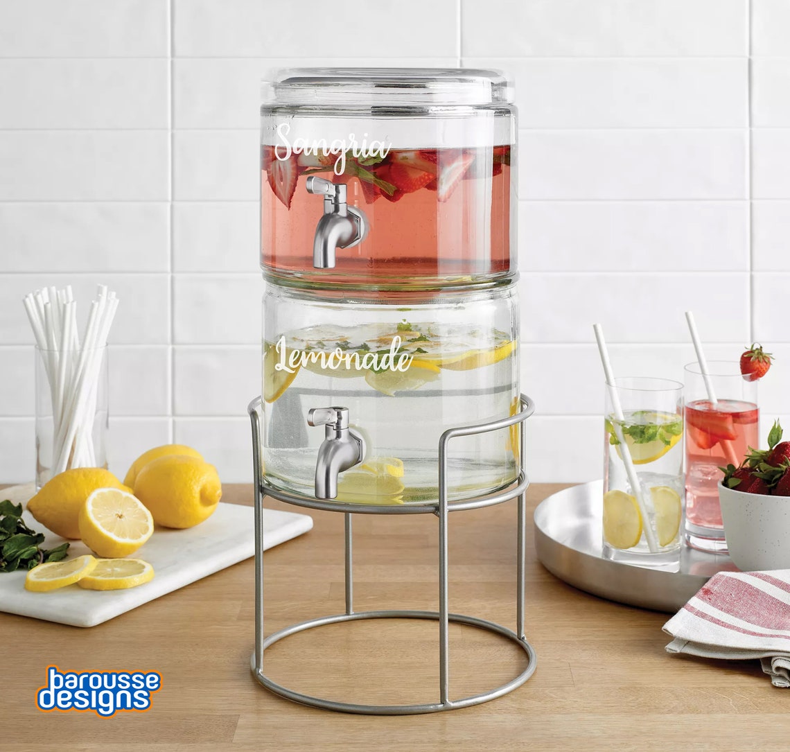 Double Beverage Dispenser Customized Etched Glass / - Etsy