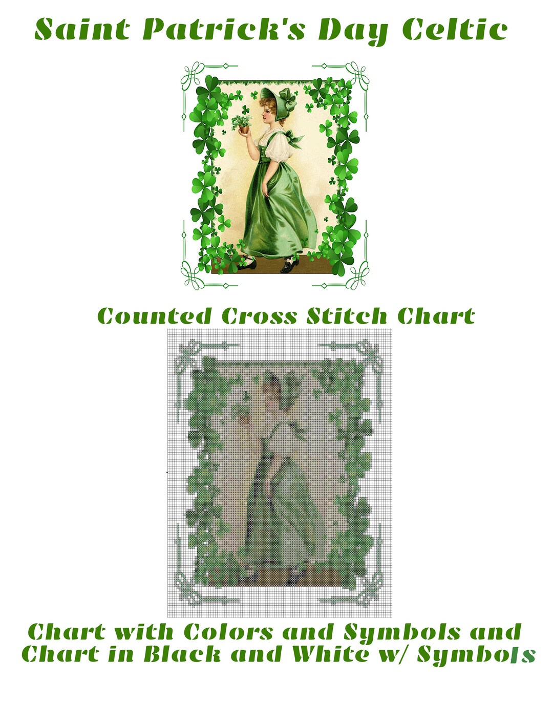 Counted Cross Stitch Pattern: St. Patrick's Day Celtic Woman #2 ...