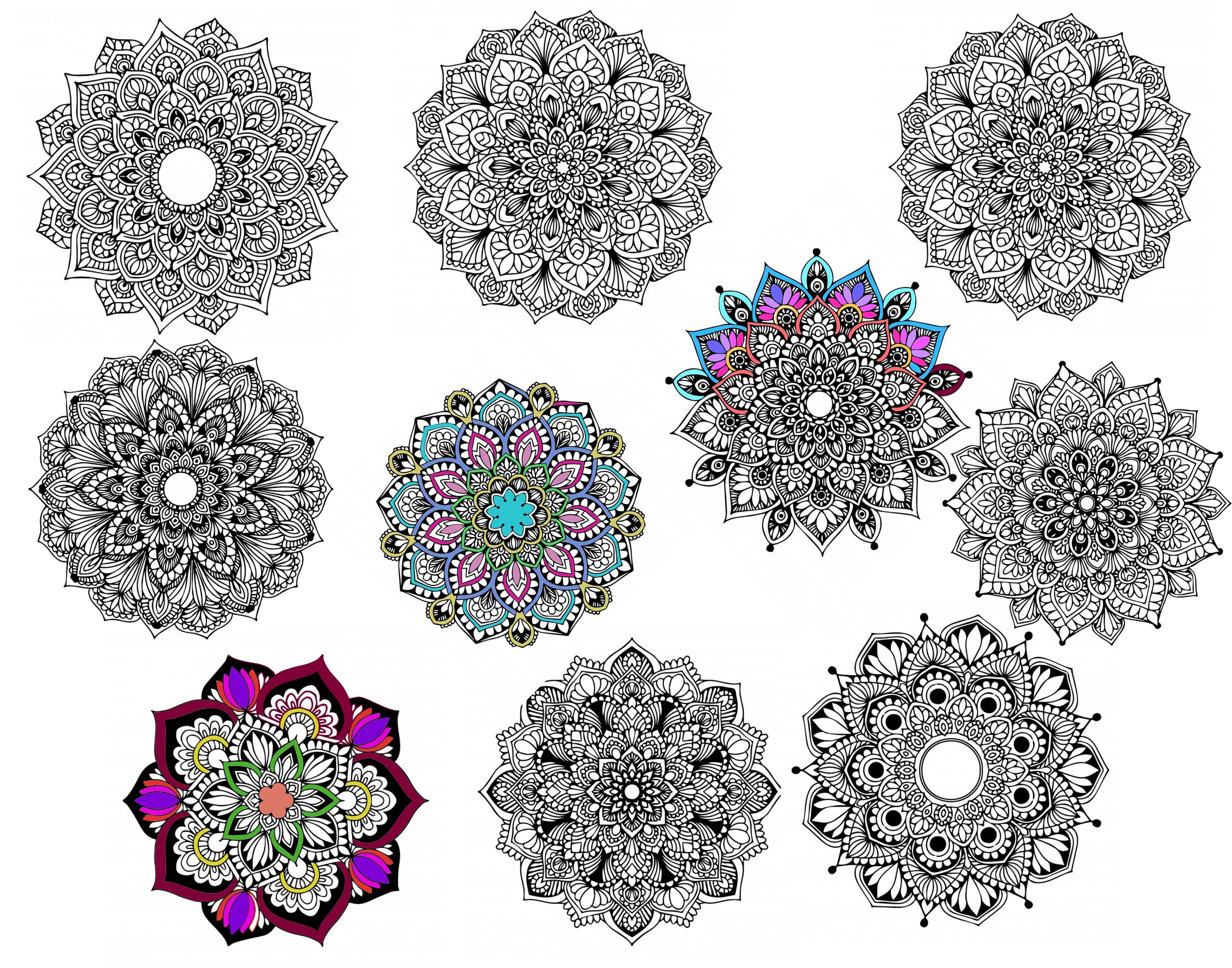 Line Art Mandala Coloring Pack #1, Set of 10 8 X 10 PDF Sheets to Color ...