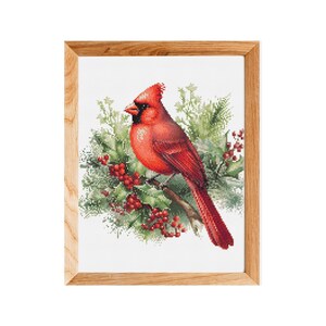 Counted Cross Stitch Pattern: "winter Christmas Cardinal" Art ...