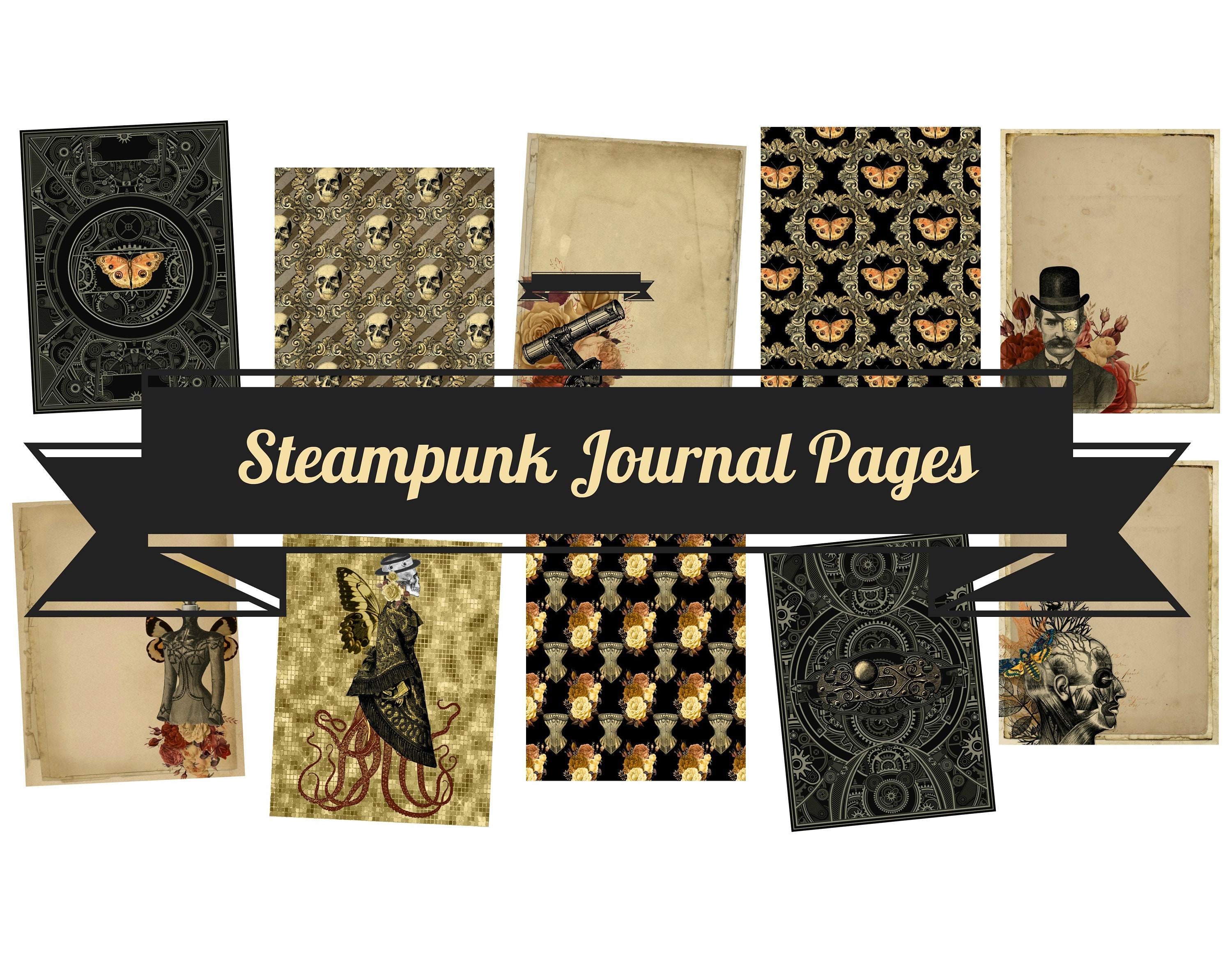 Steampunk Journal Pages 4: 10 Journal or Scrapbook Pages | Etsy